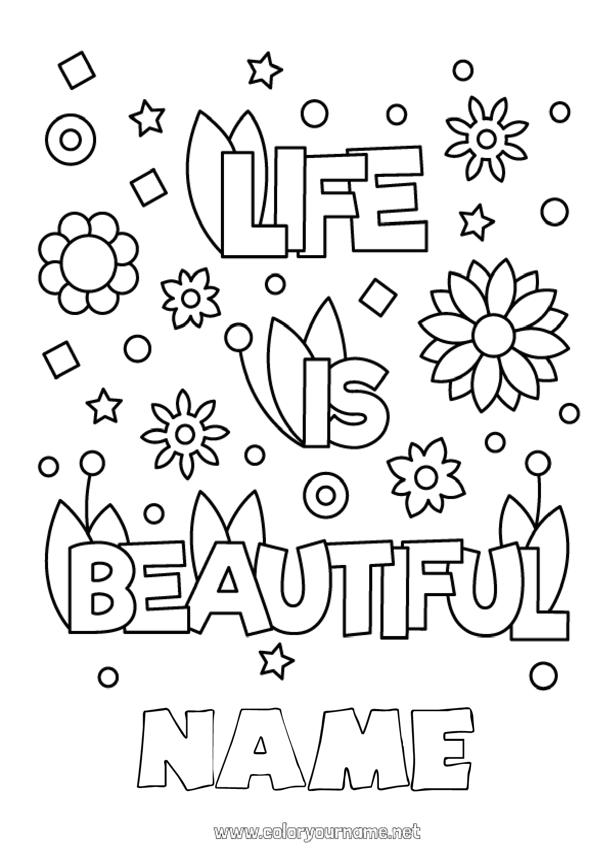 Positive words : 16 free customizable coloring pages to print