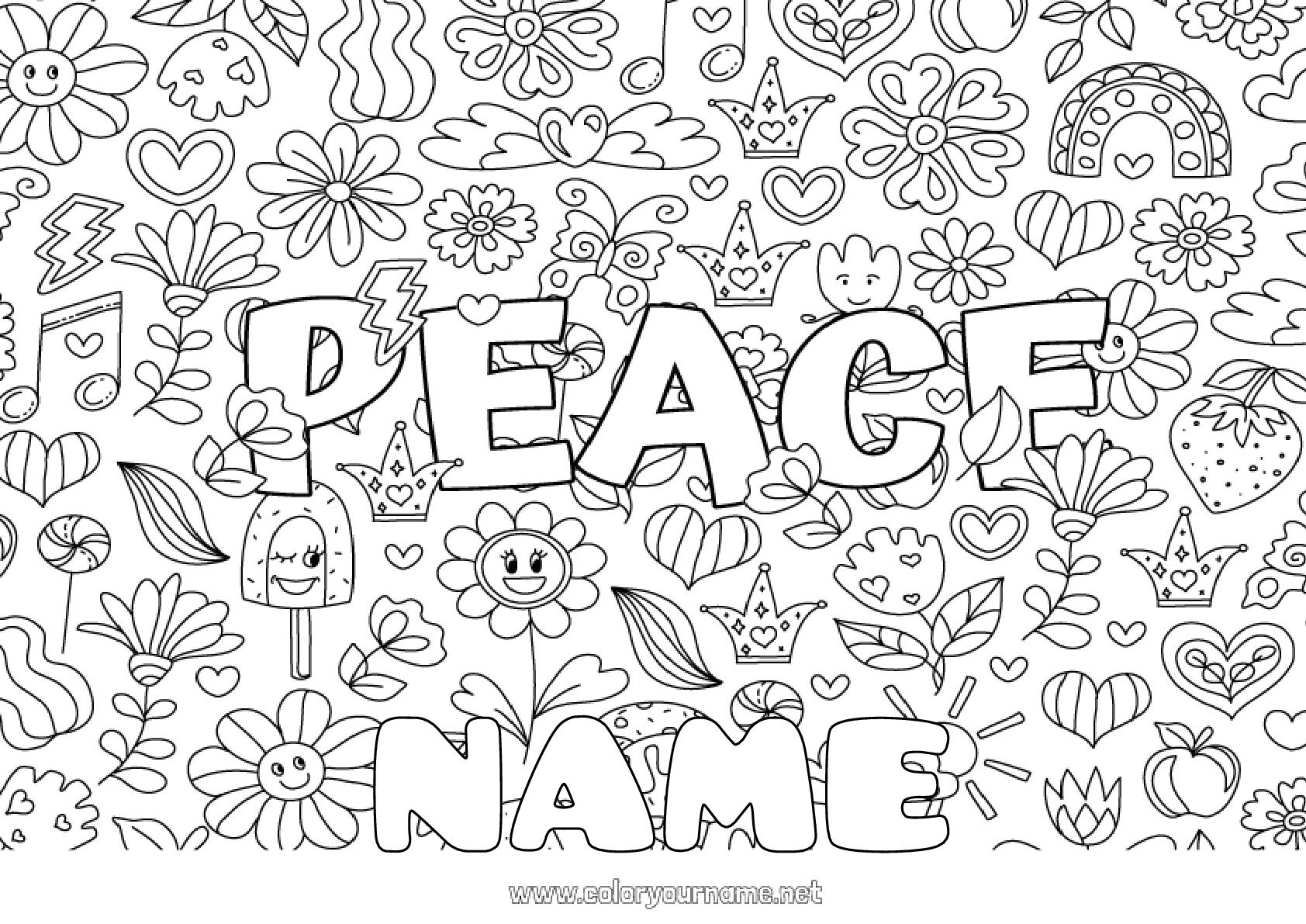 Love And Peace Coloring Pages