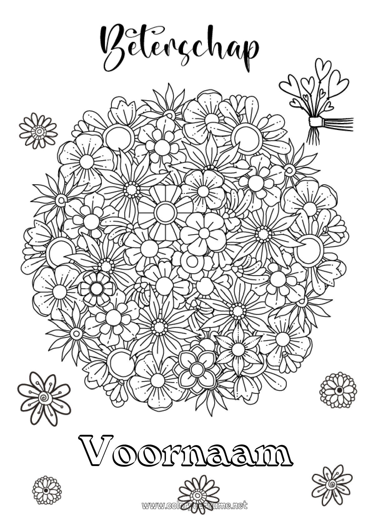 Kleurplaat nr.5 - Bloemen Rustig en zen Ziek