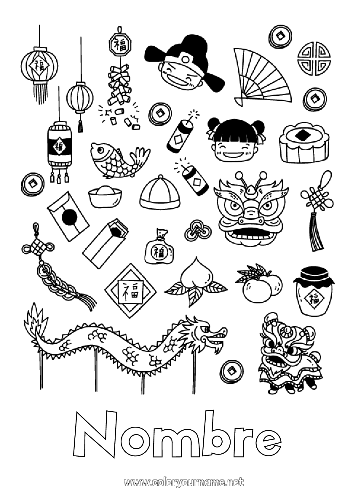 Nº de colorear 615 - Año Nuevo chino