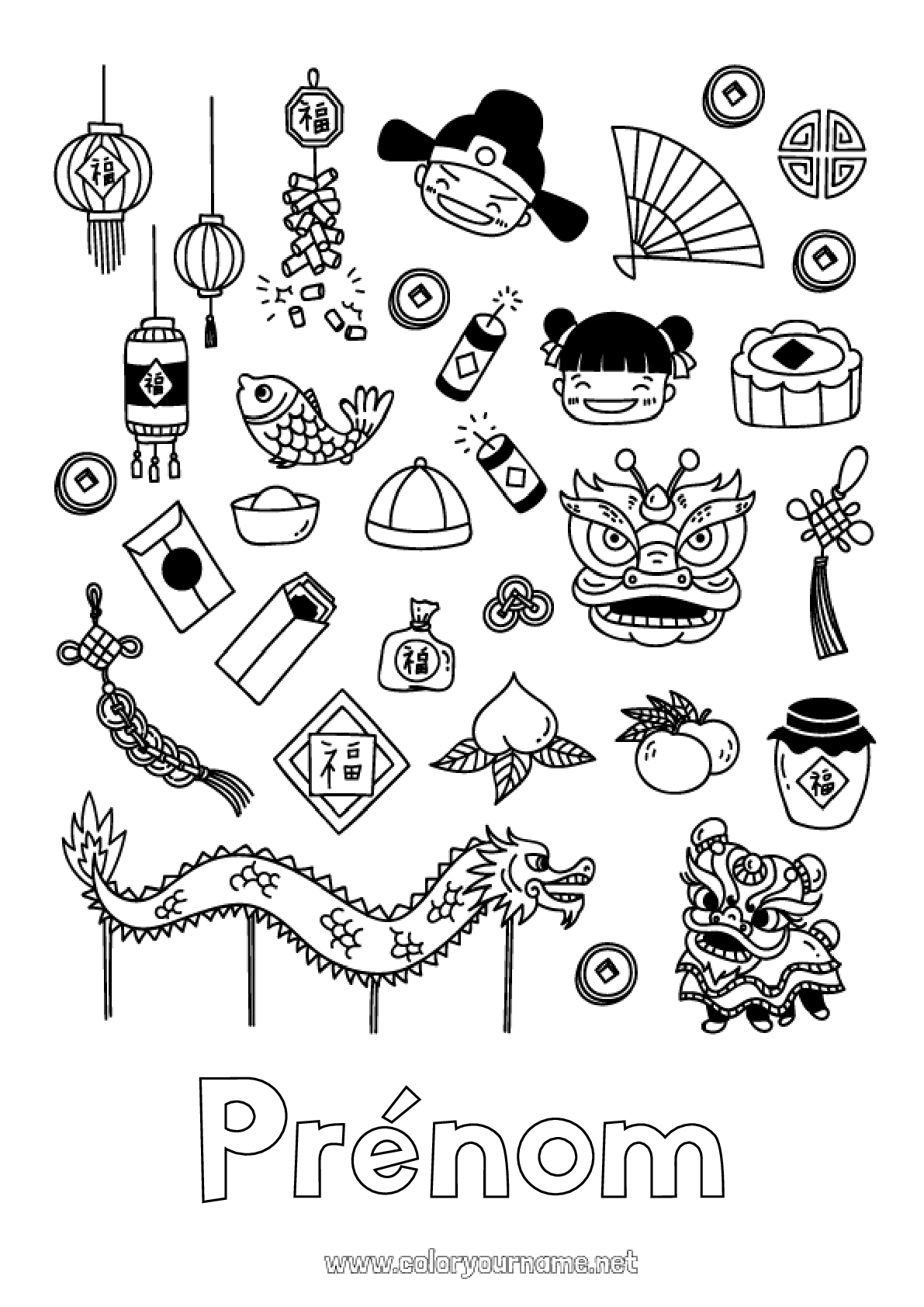 Coloriage n°615 - Nouvel An chinois