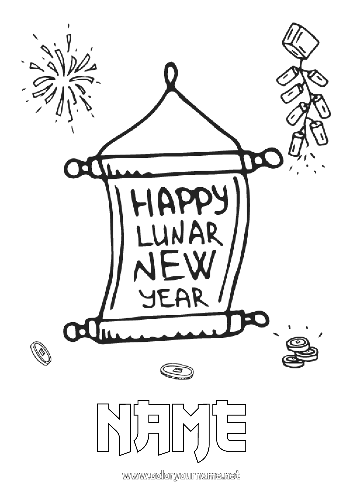 Chinese New Year : 15 free customizable coloring pages to print