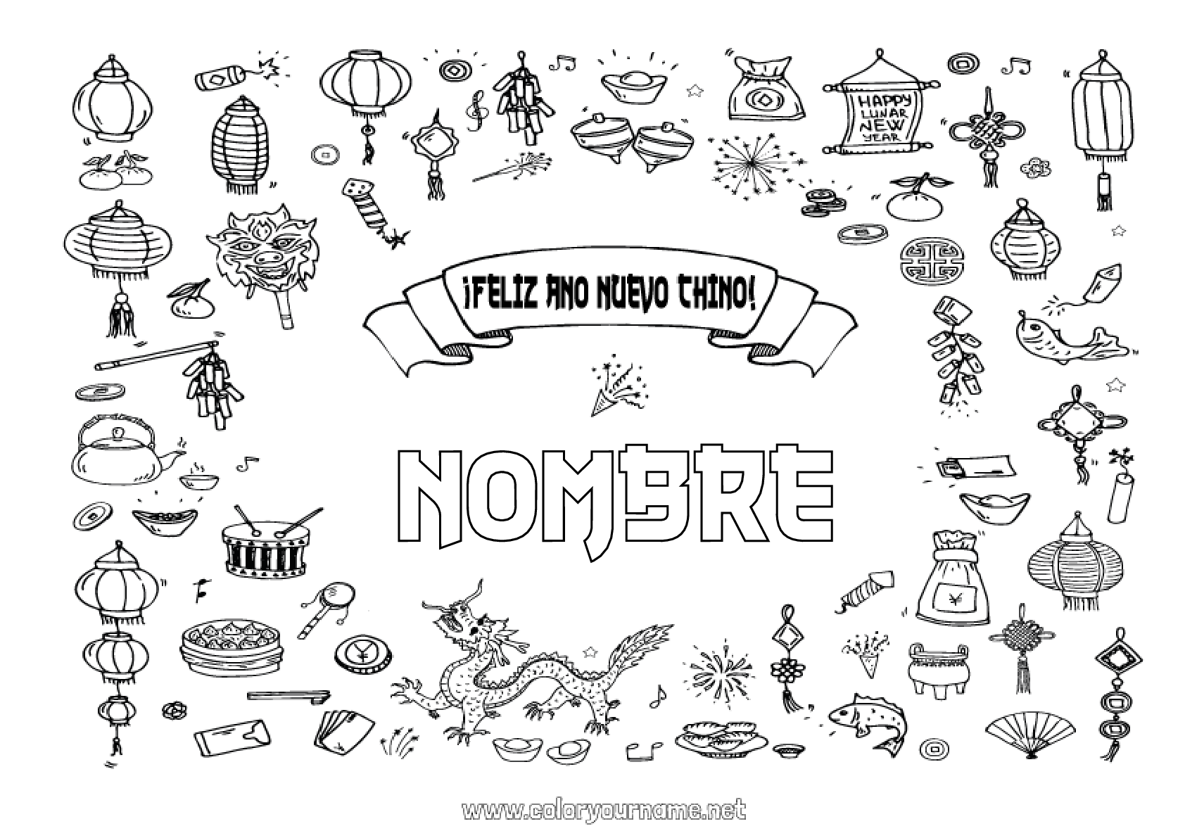 Nº de colorear 637 - Año Nuevo chino