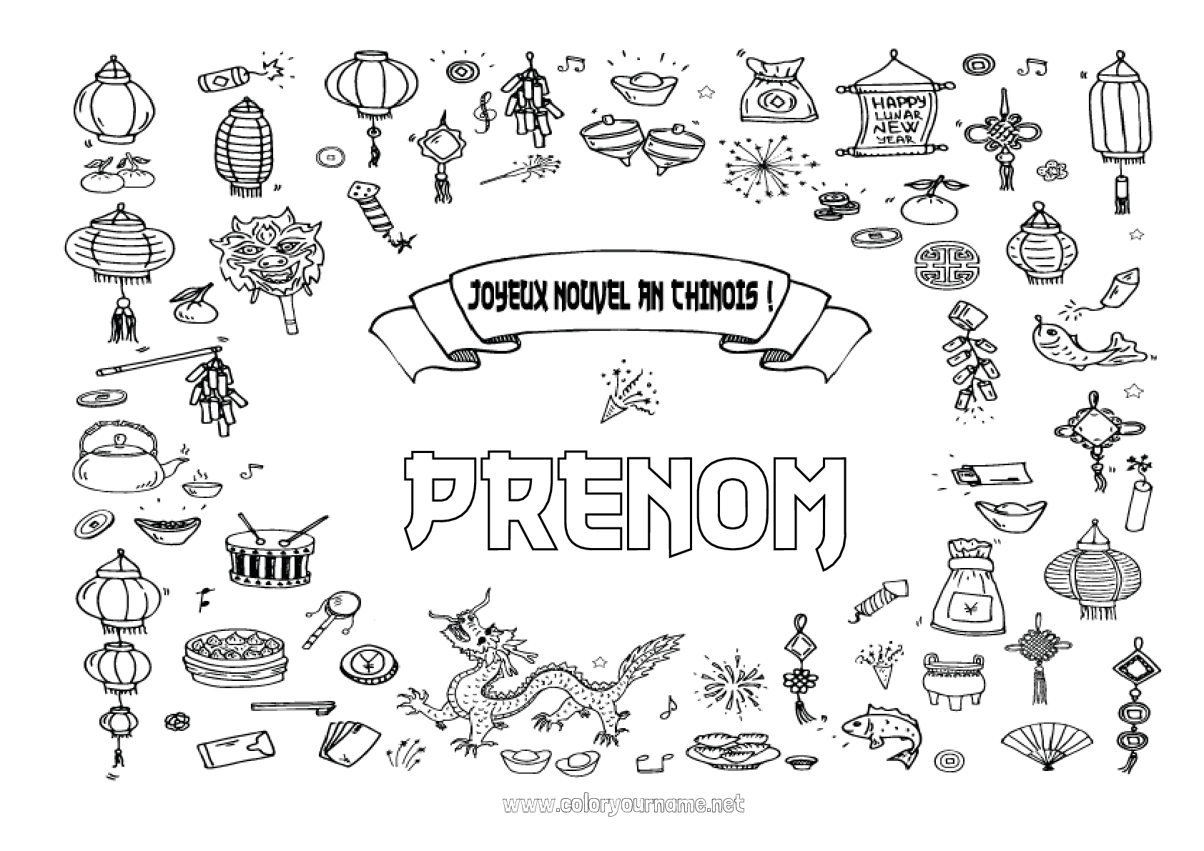 Coloriage n°637 - Nouvel An chinois