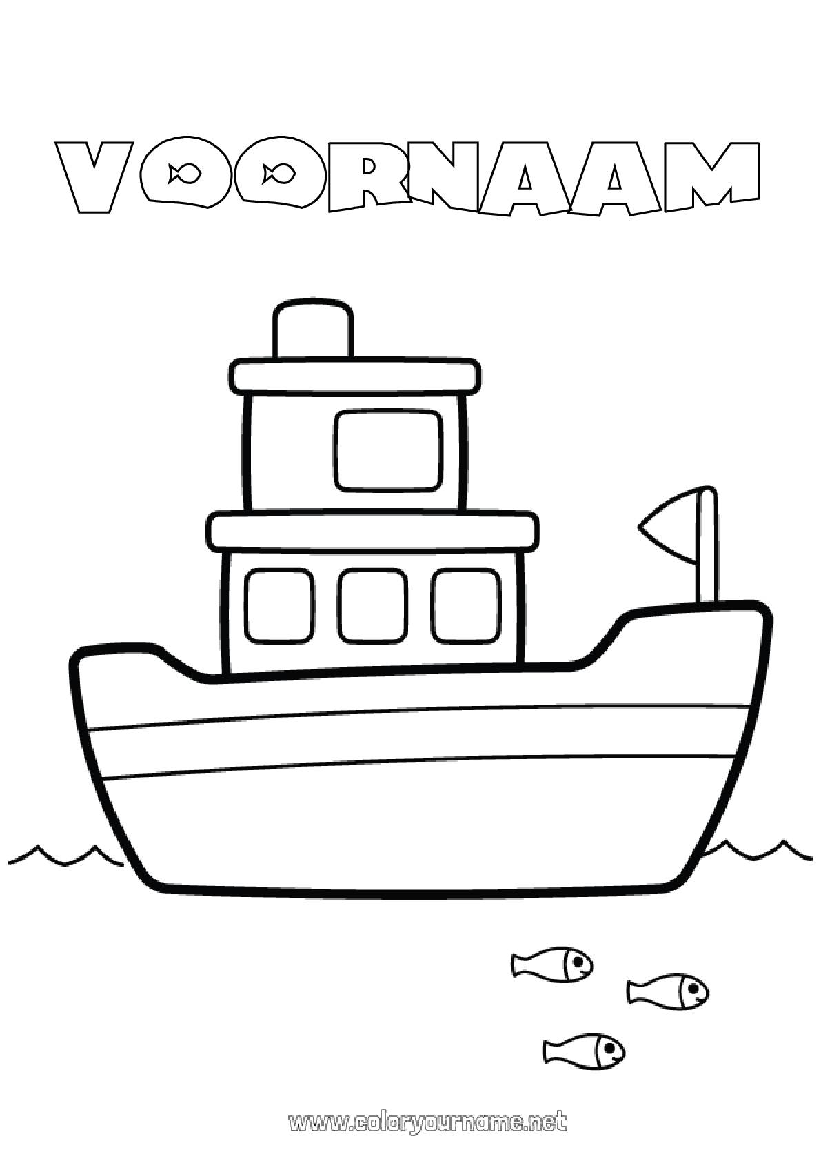 Kleurplaat nr.643 - Zee Voertuigen Boot