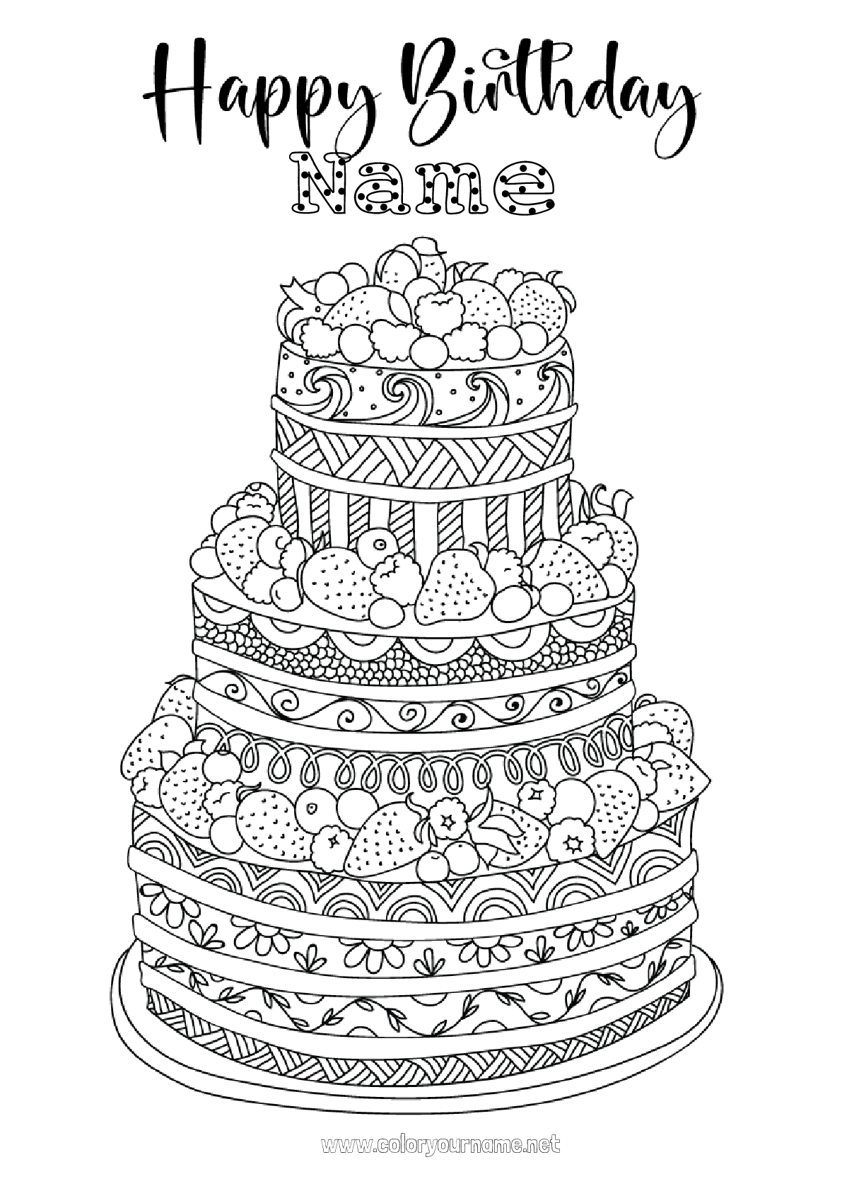 Happy Birthday ! : 101 free customizable coloring pages to print - Page 10