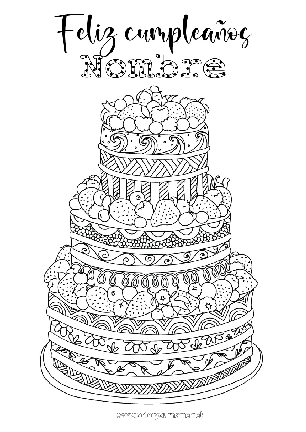 Nº De Colorear 64 Tarta Cumpleaños