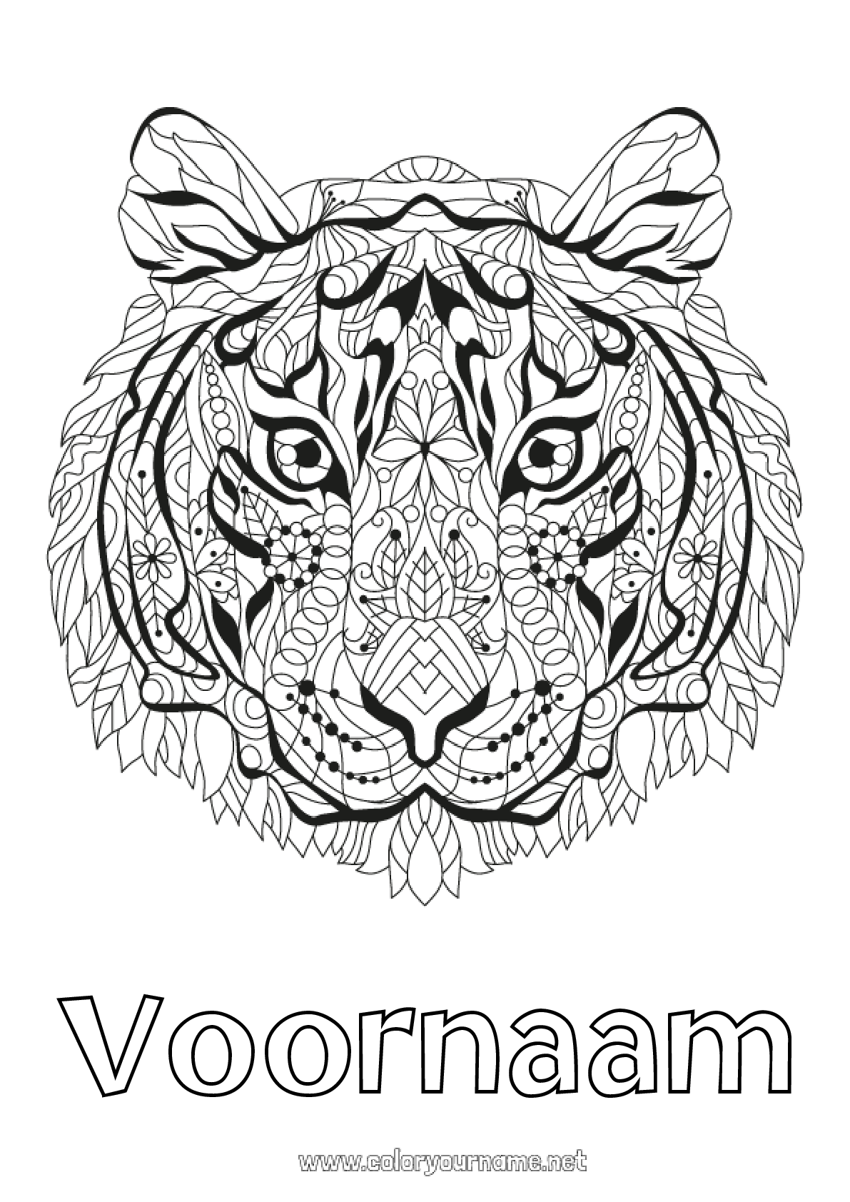 Kleurplaat nr.658 - Mandala Tijger Dier