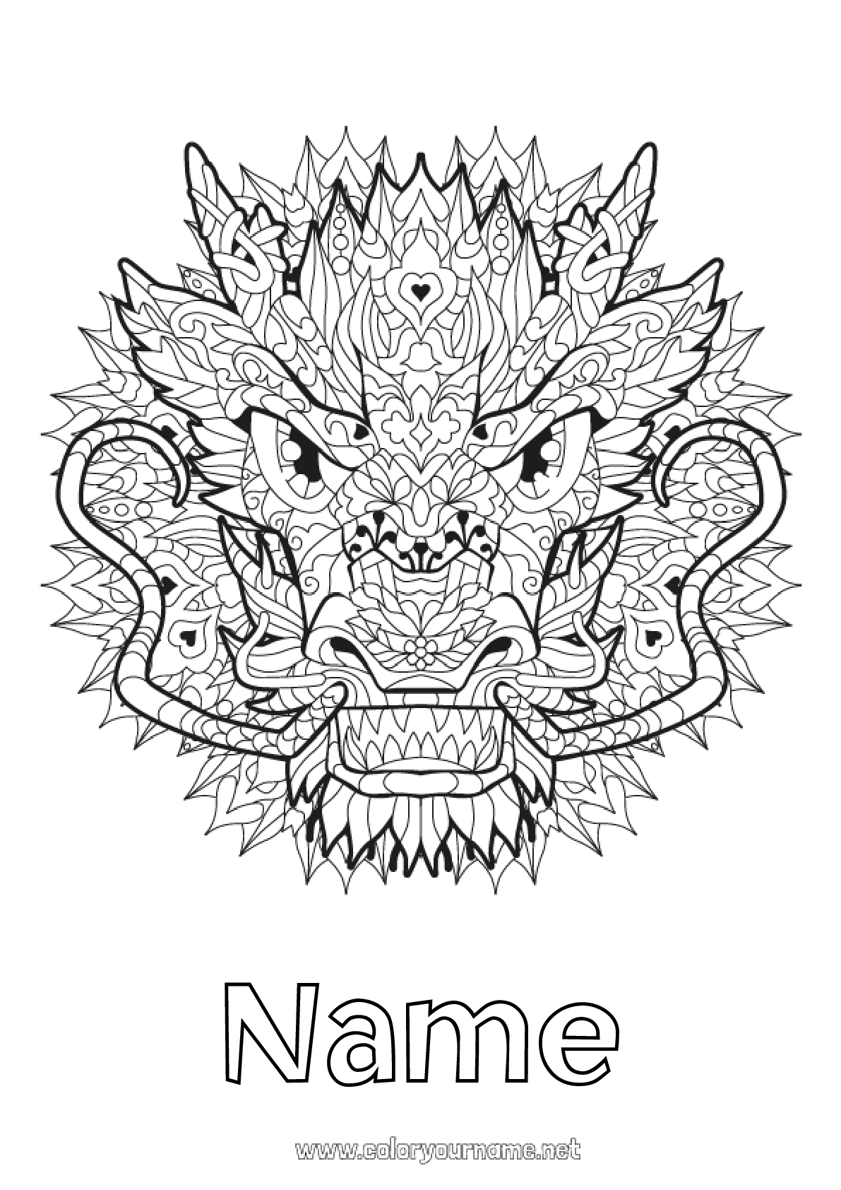 Coloring page No.661 - Mandala Dragon Animal