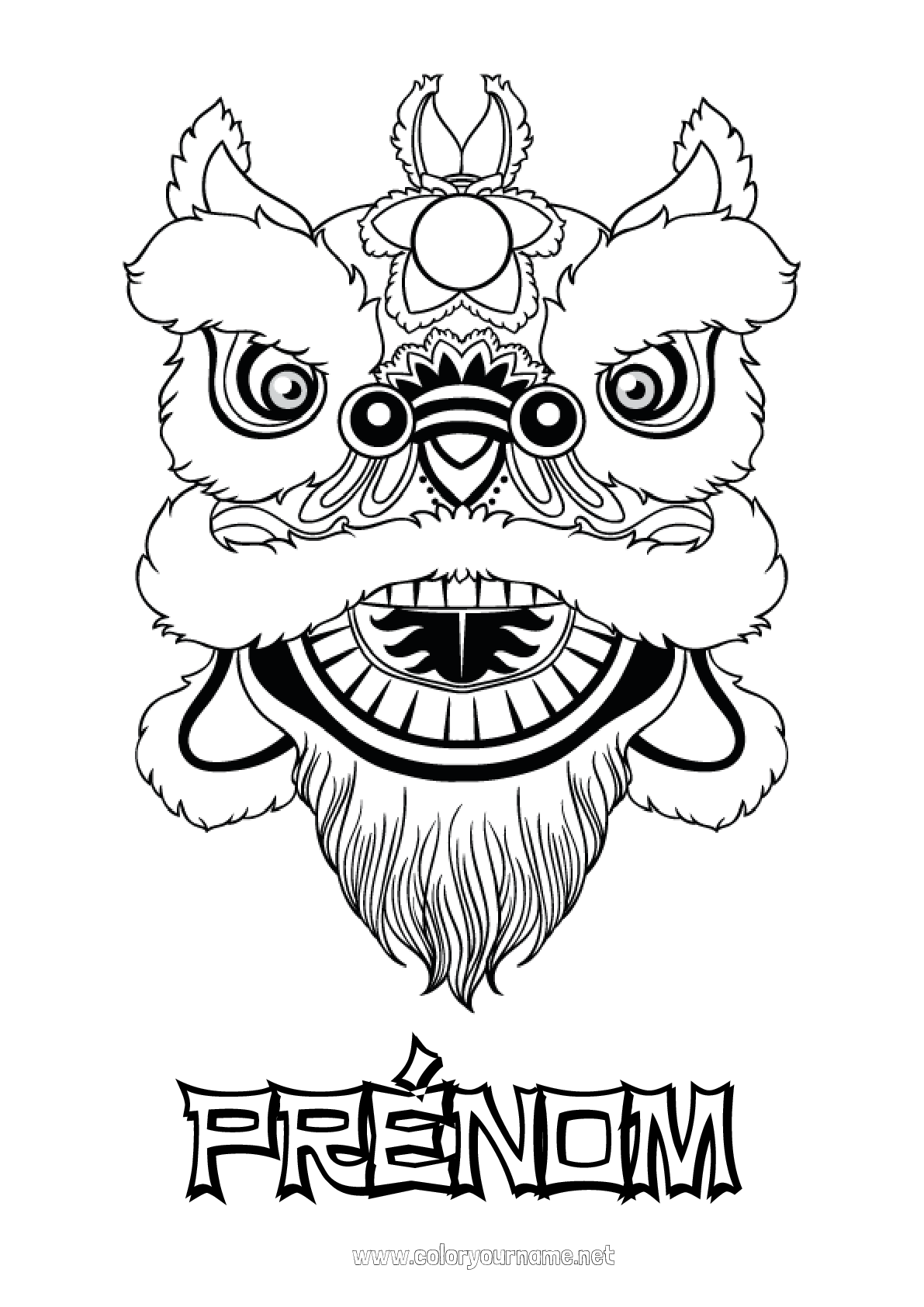Coloriage n°669 - Lion Nouvel An chinois