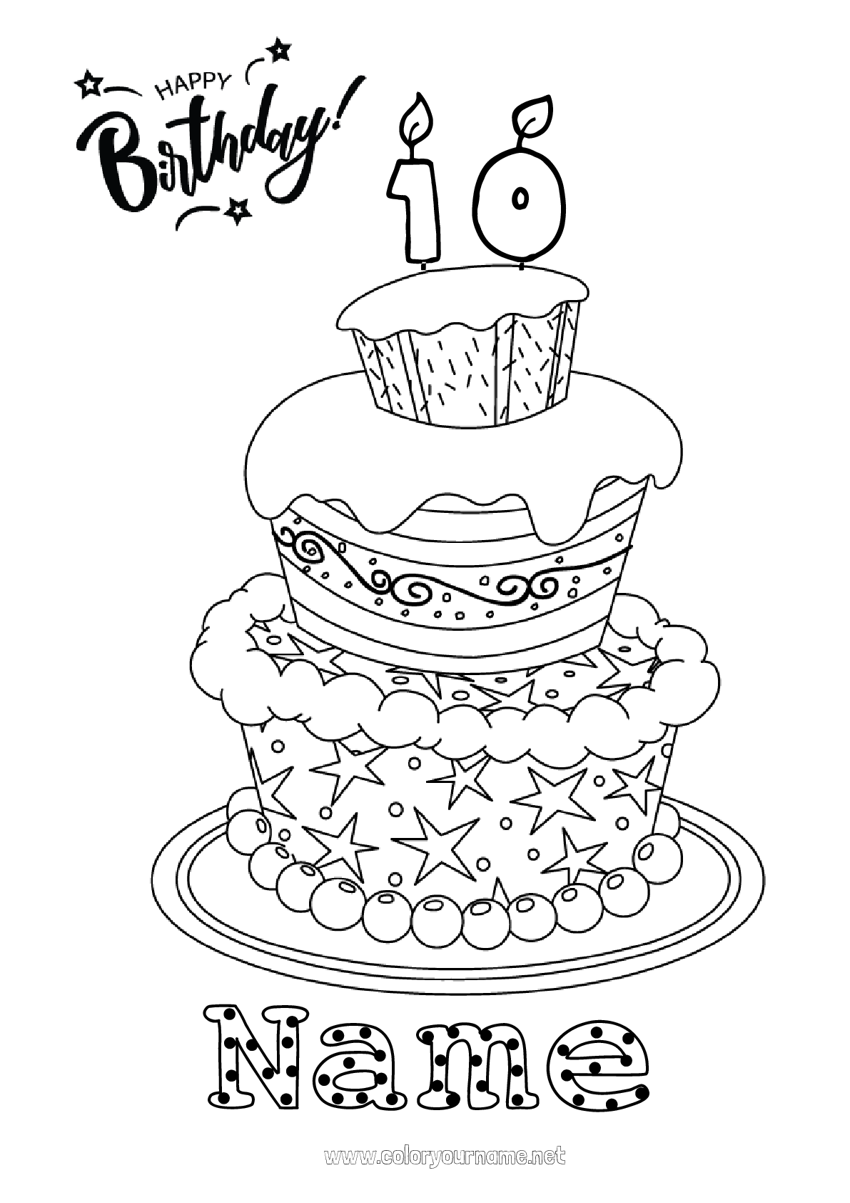 Coloring page No.68 - Candle Cake Birthday