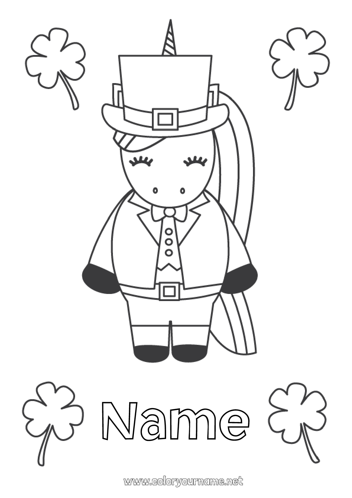 Coloring Page No 714 Unicorn Animal Clover