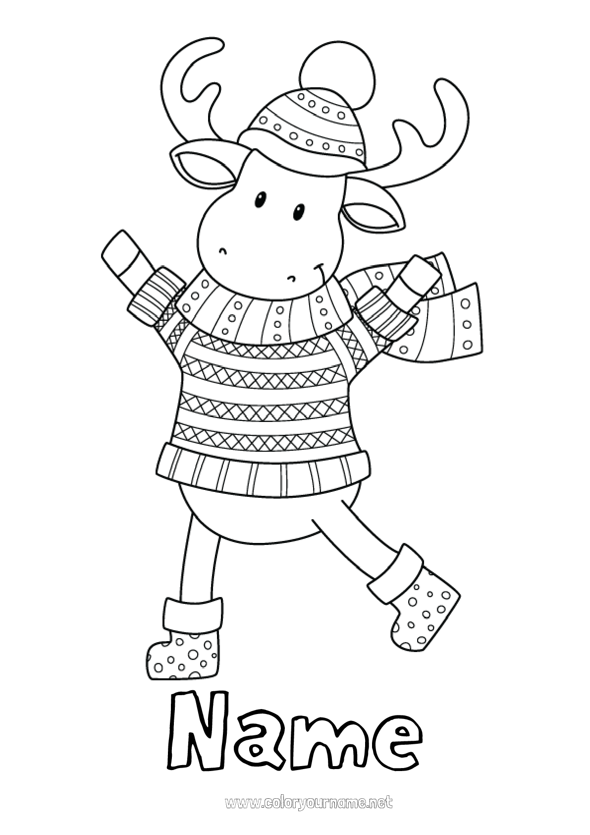 Coloring page No.71 - Winter Sheep Reindeer
