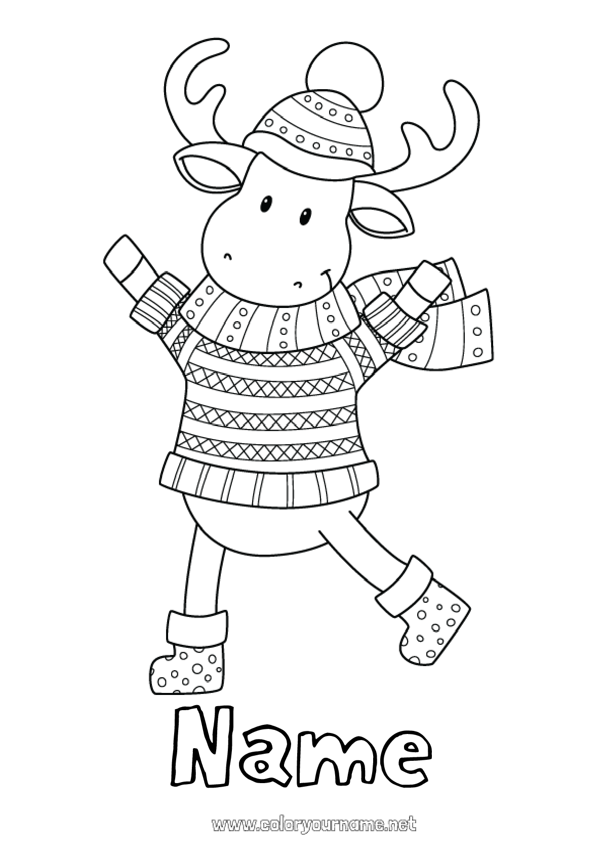 Christmas Moose Coloring Page