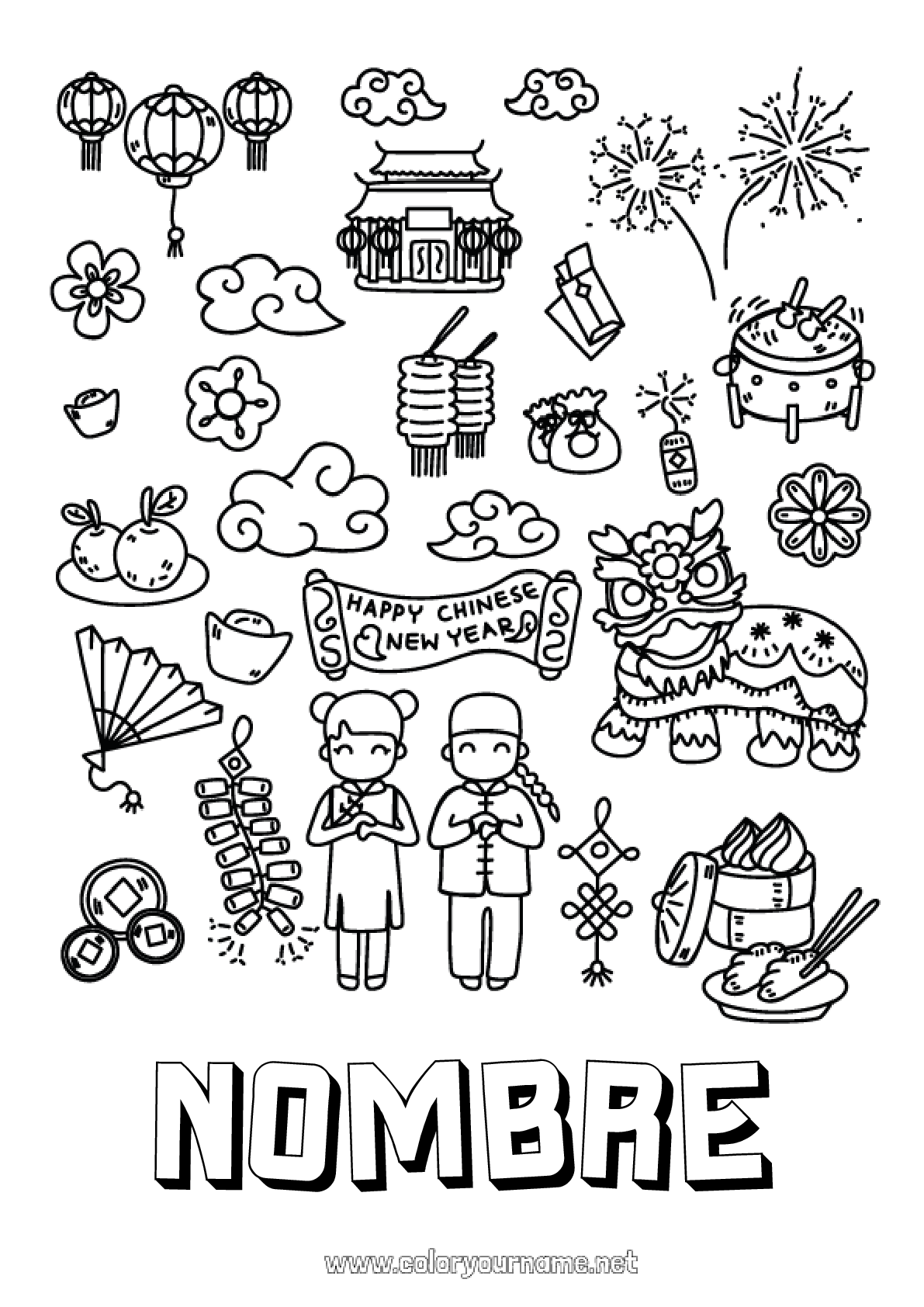 Nº de colorear 721 - Año Nuevo chino