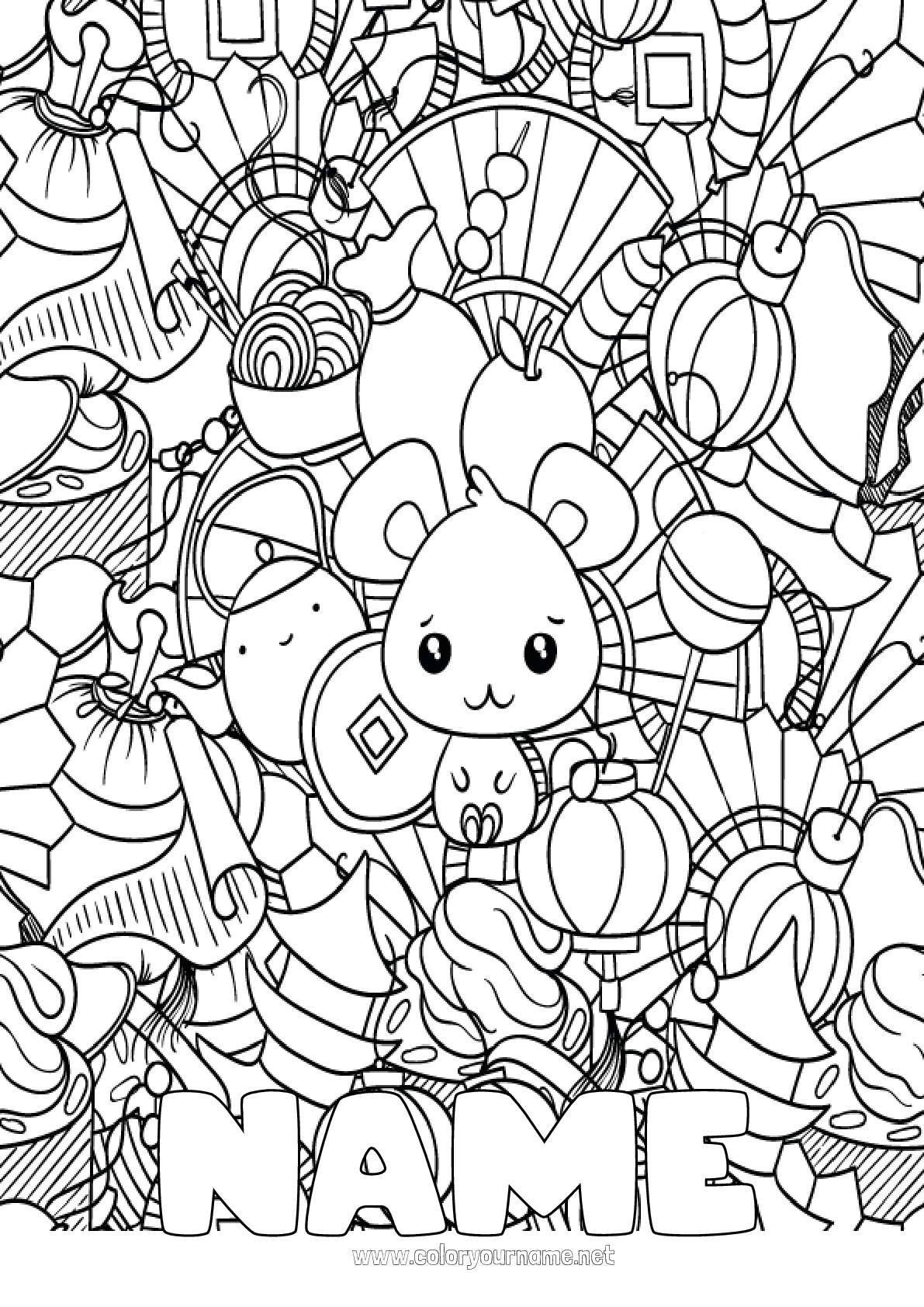 Coloring page No.725 - Chinese New Year Rat