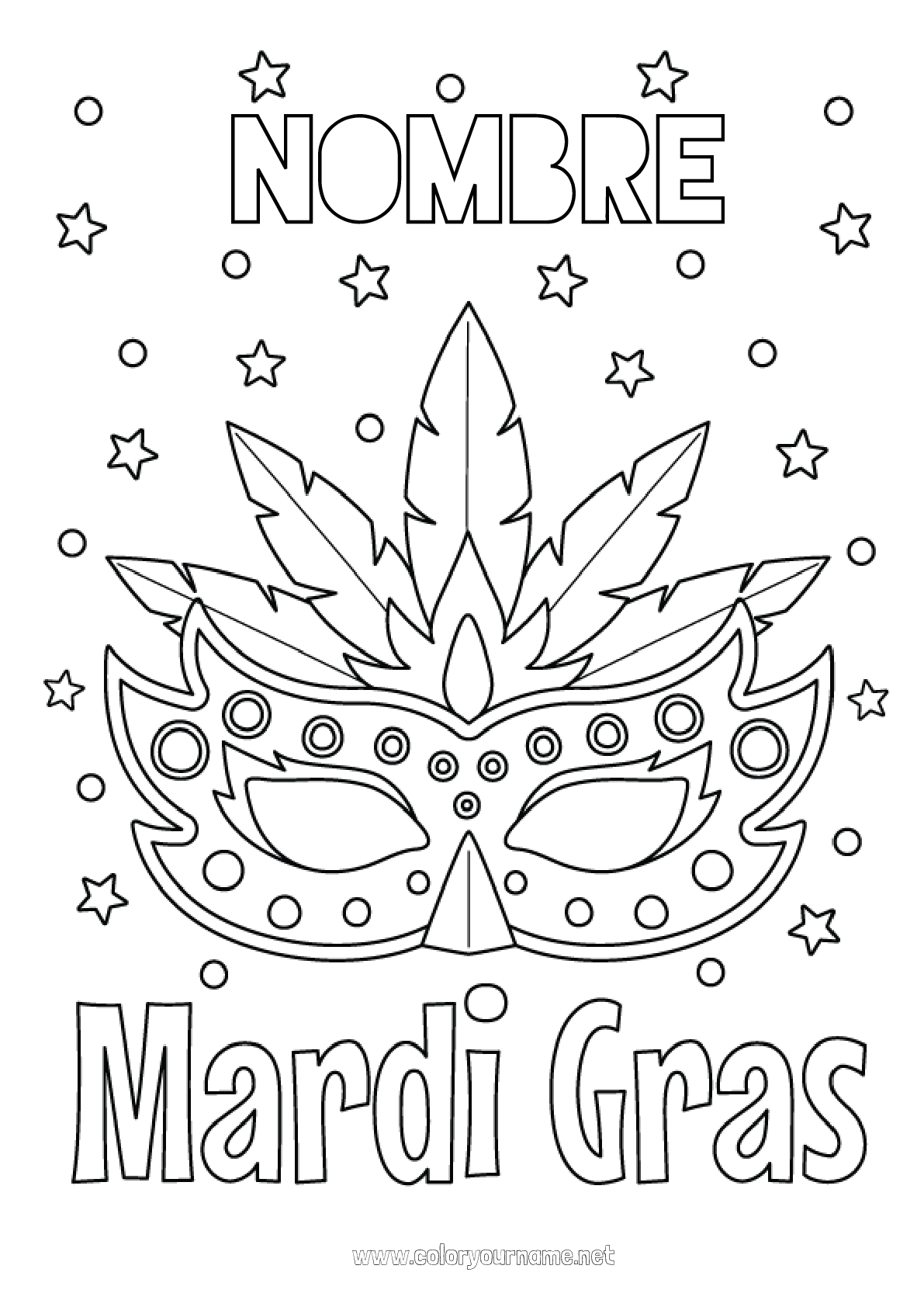 Nº de colorear 763 - Careta Carnaval Martes de Carnaval