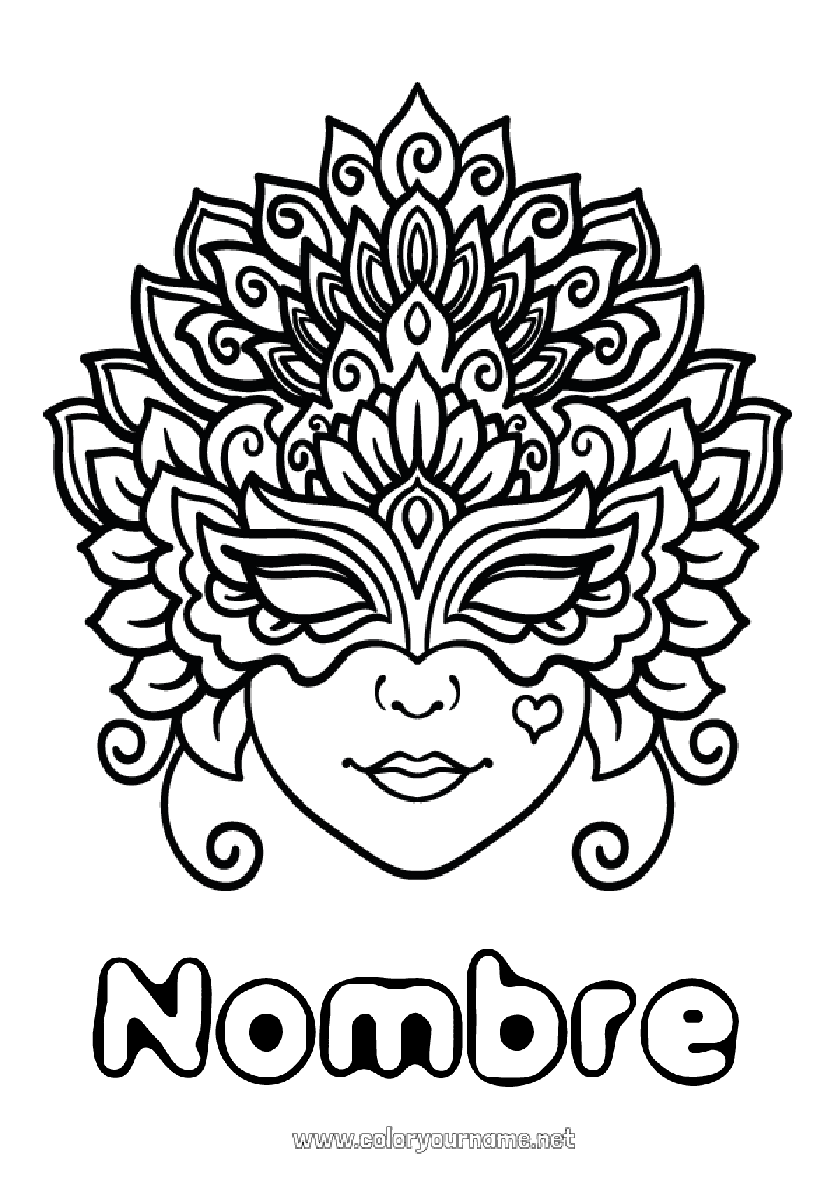 Colorear Caretas Carnaval Mascaras Colorearimagenes Pequeocio Sketch ...