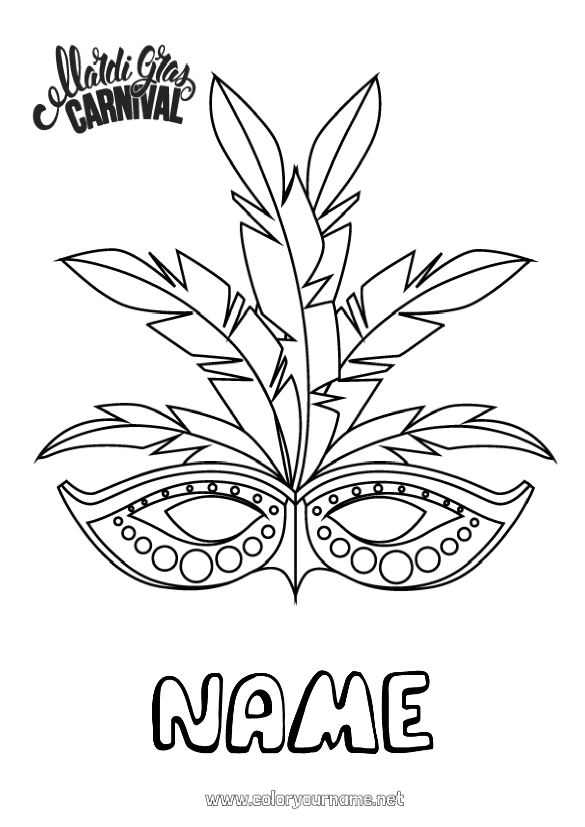 Coloring page No.751 - Mask Carnival Shrove Tuesday