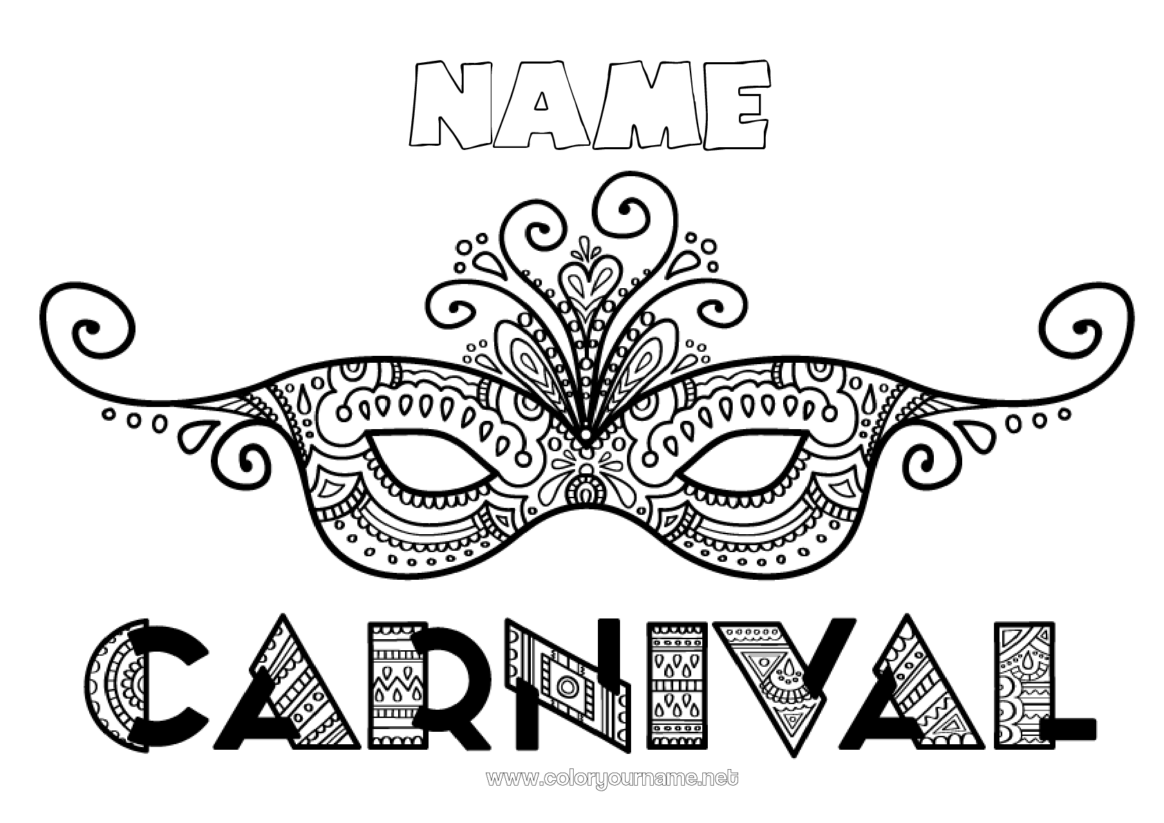 Coloring page No.756 - Mask Carnival Musical instruments