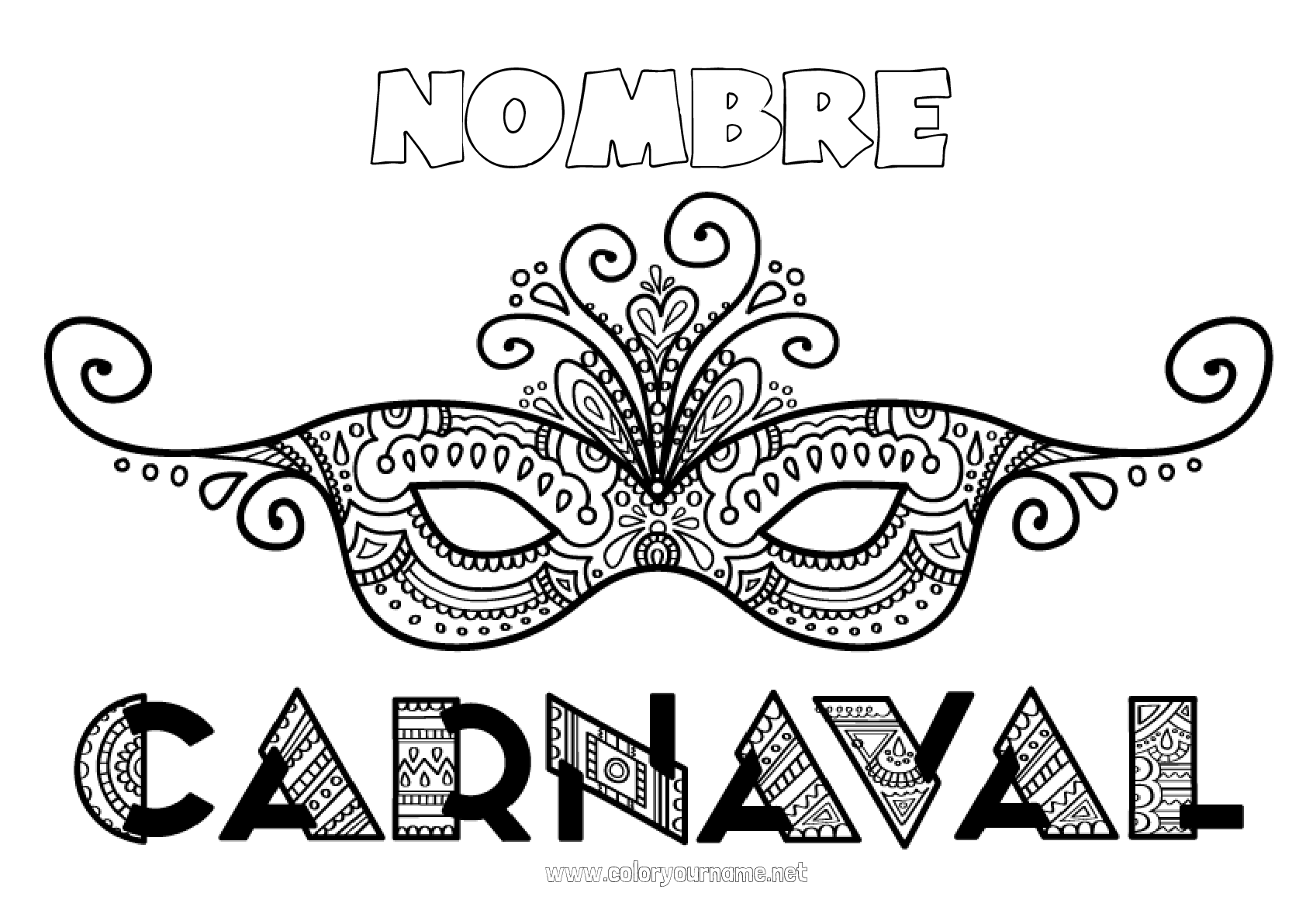 Carnaval : 52 dibujos para colorear gratis para imprimir y personalizar ...