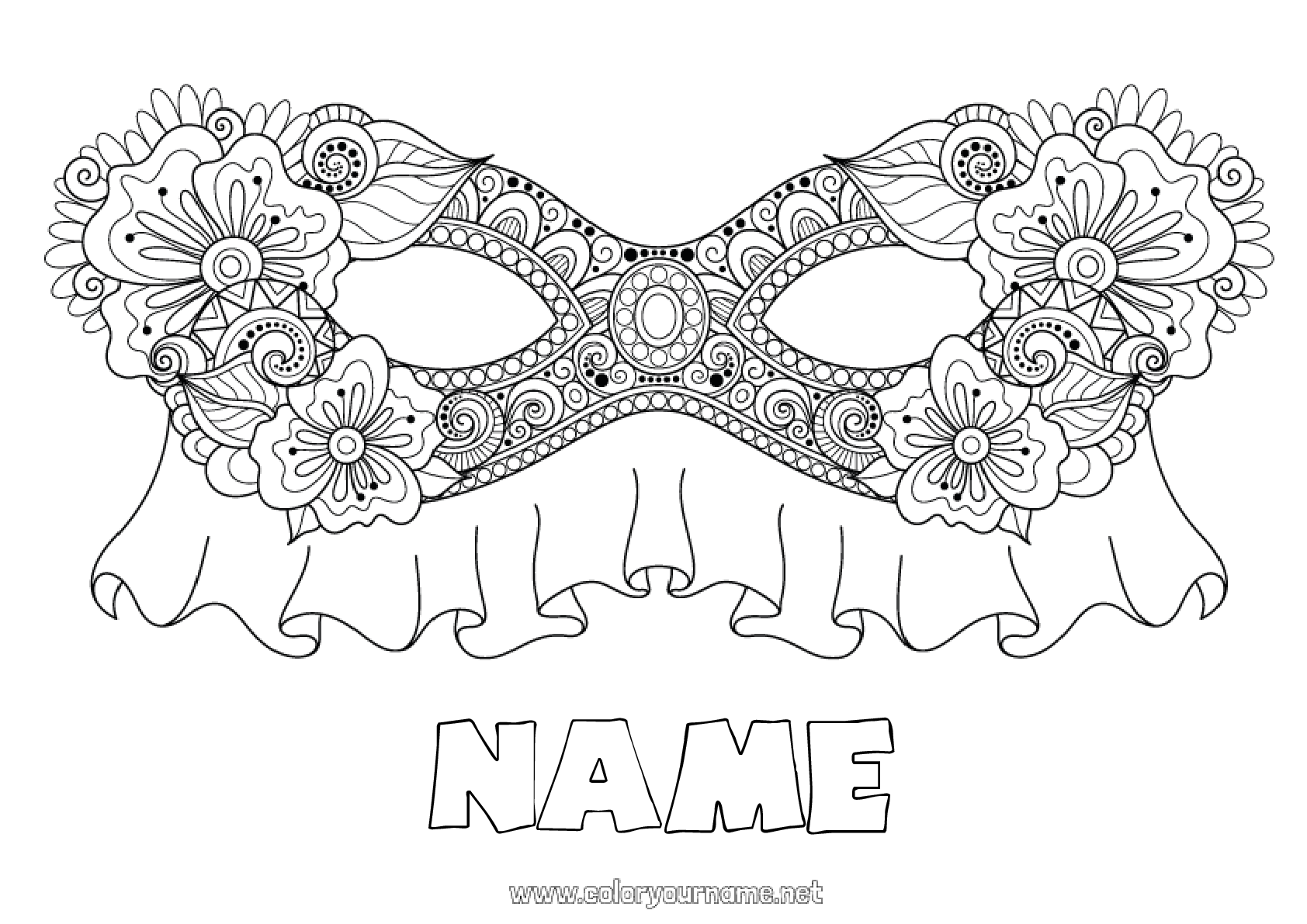 Coloring page No.765 - Mask Carnival Shrove Tuesday