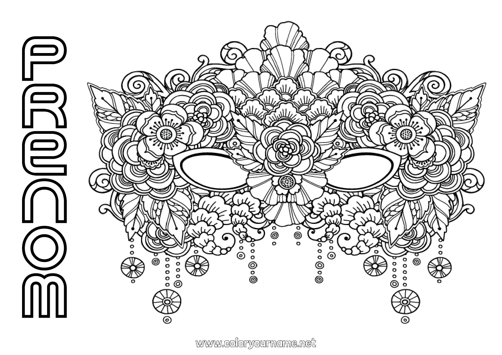 Coloriage n°775 - Masque Carnaval Mardi gras Coloriage n°775 - Masque Carnaval Mardi gras
