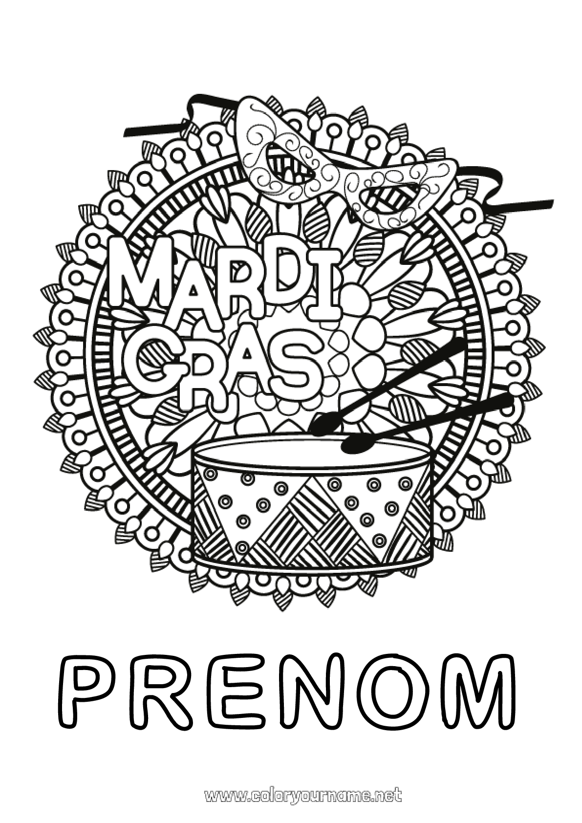 Coloriage n°780 - Mandala Carnaval Mardi gras