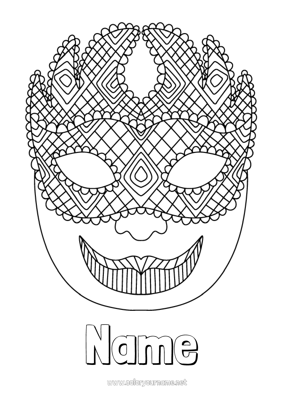 Coloring page No.788 - Fancy dress Mask Carnival