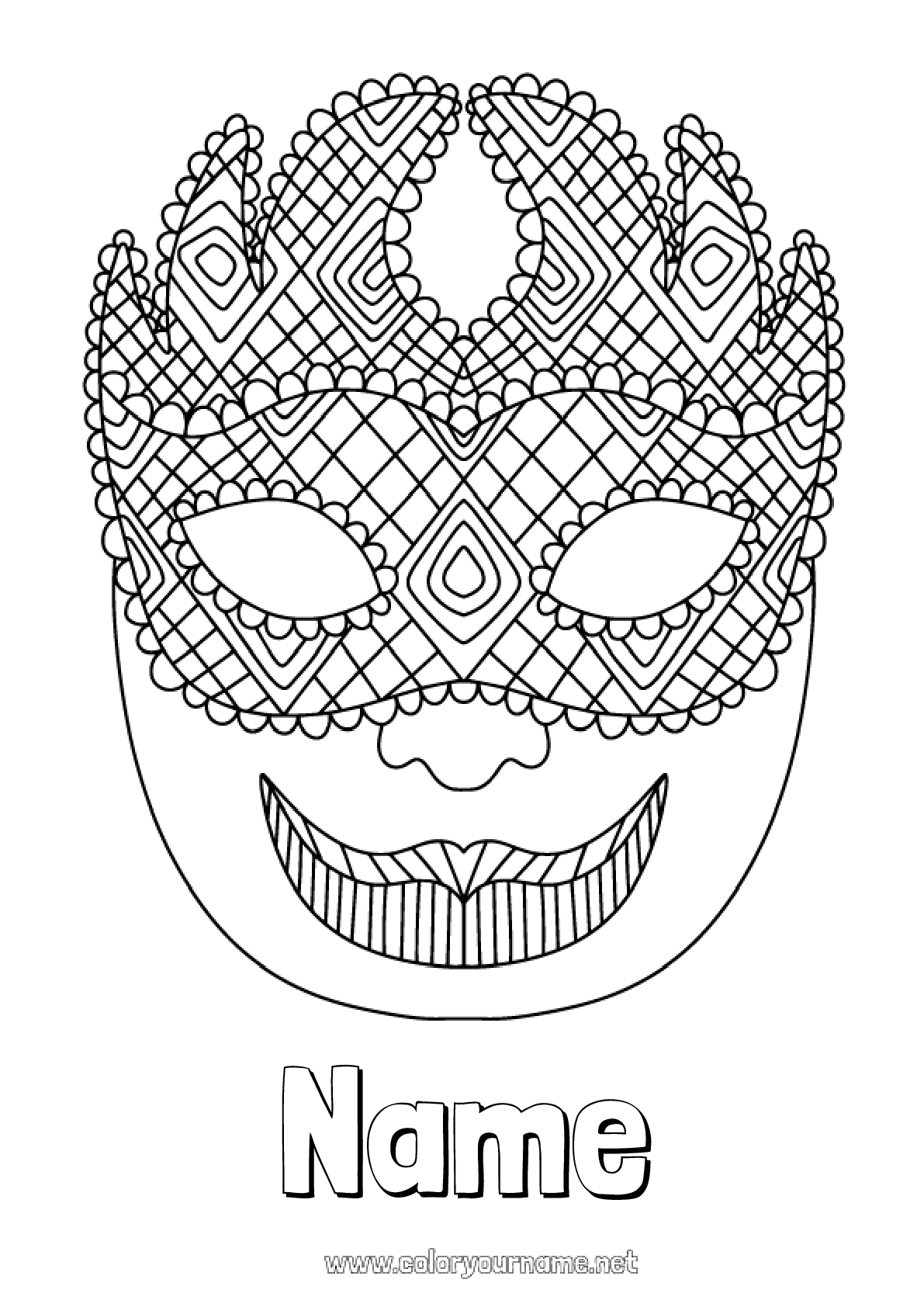 Coloring page No.787 - Mask Carnival Shrove Tuesday