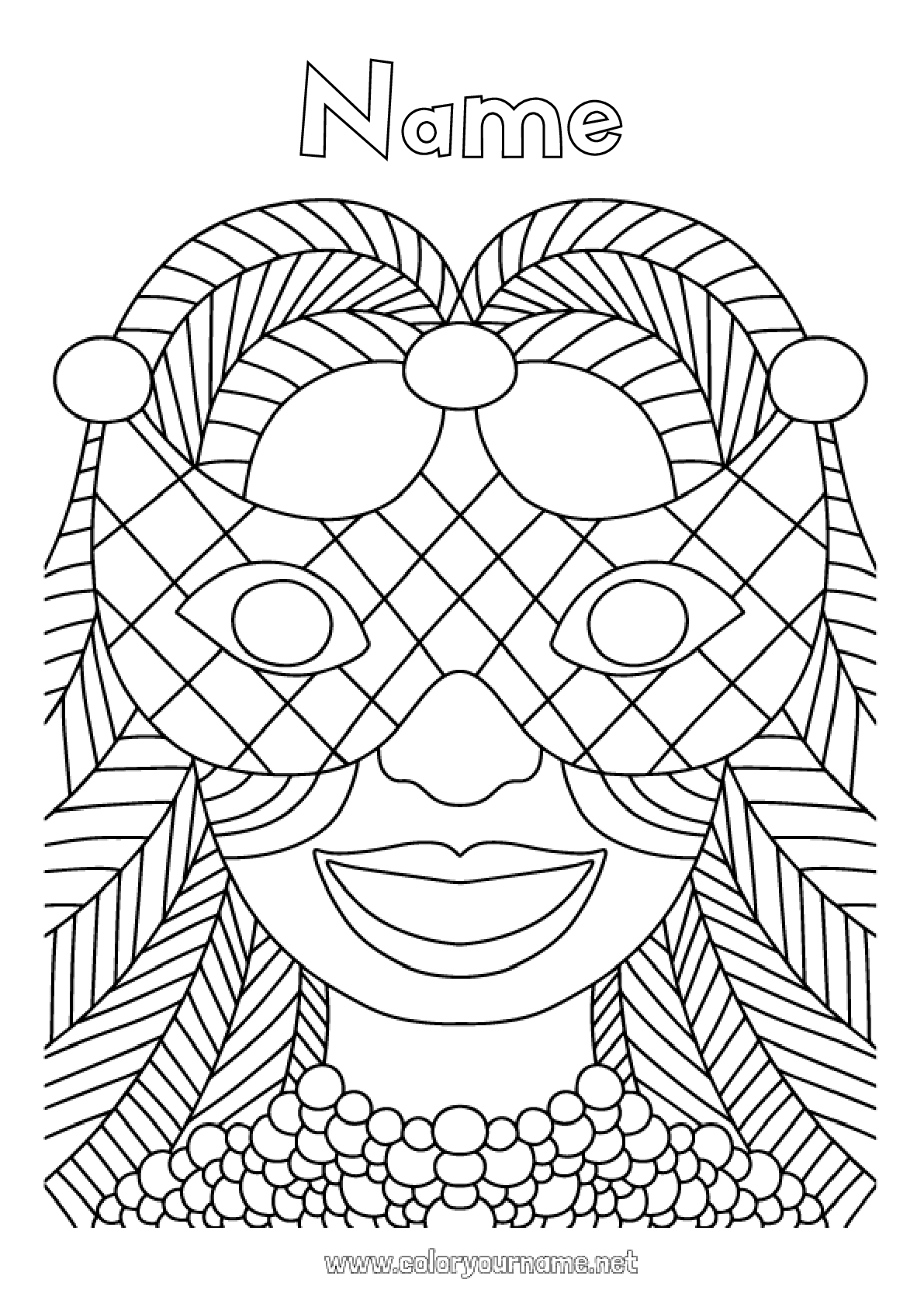 Coloring page No.788 - Fancy dress Mask Carnival