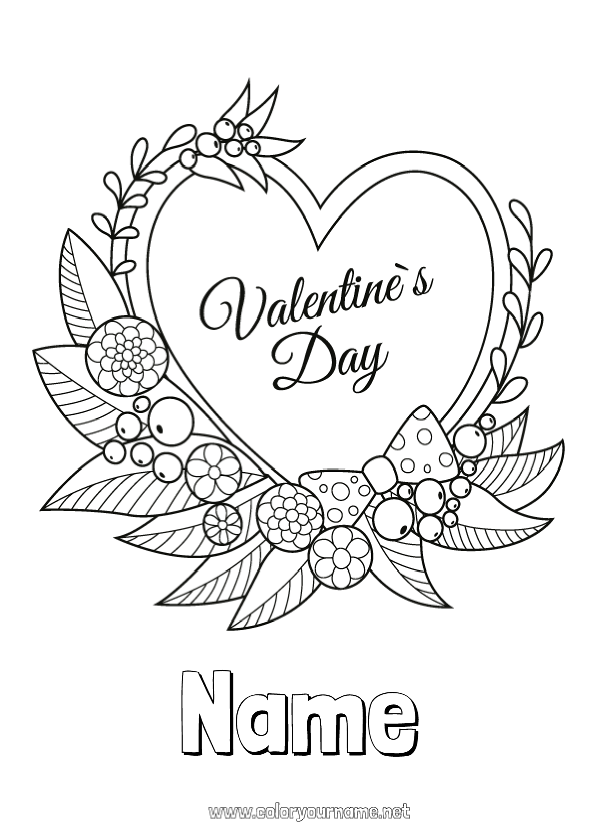 Coloring page No.790 - Heart I love you Valentine's Day