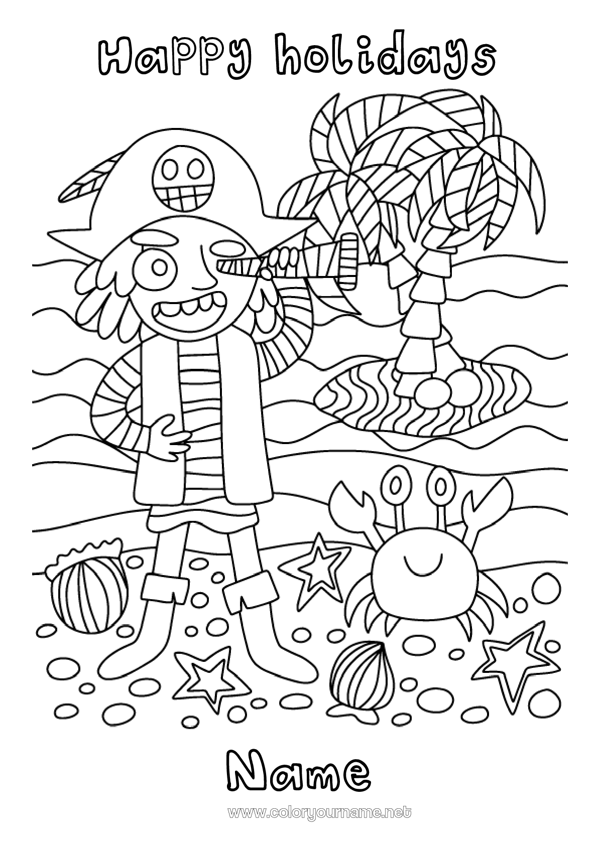 Coloring page No.80 - Holidays Pirate Crab
