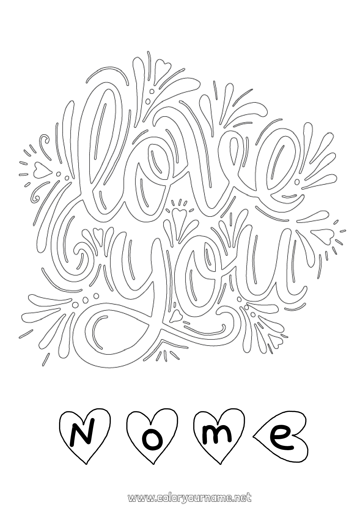 Pagina da colorare n.815 - Ti amo "Messaggio d'amore"