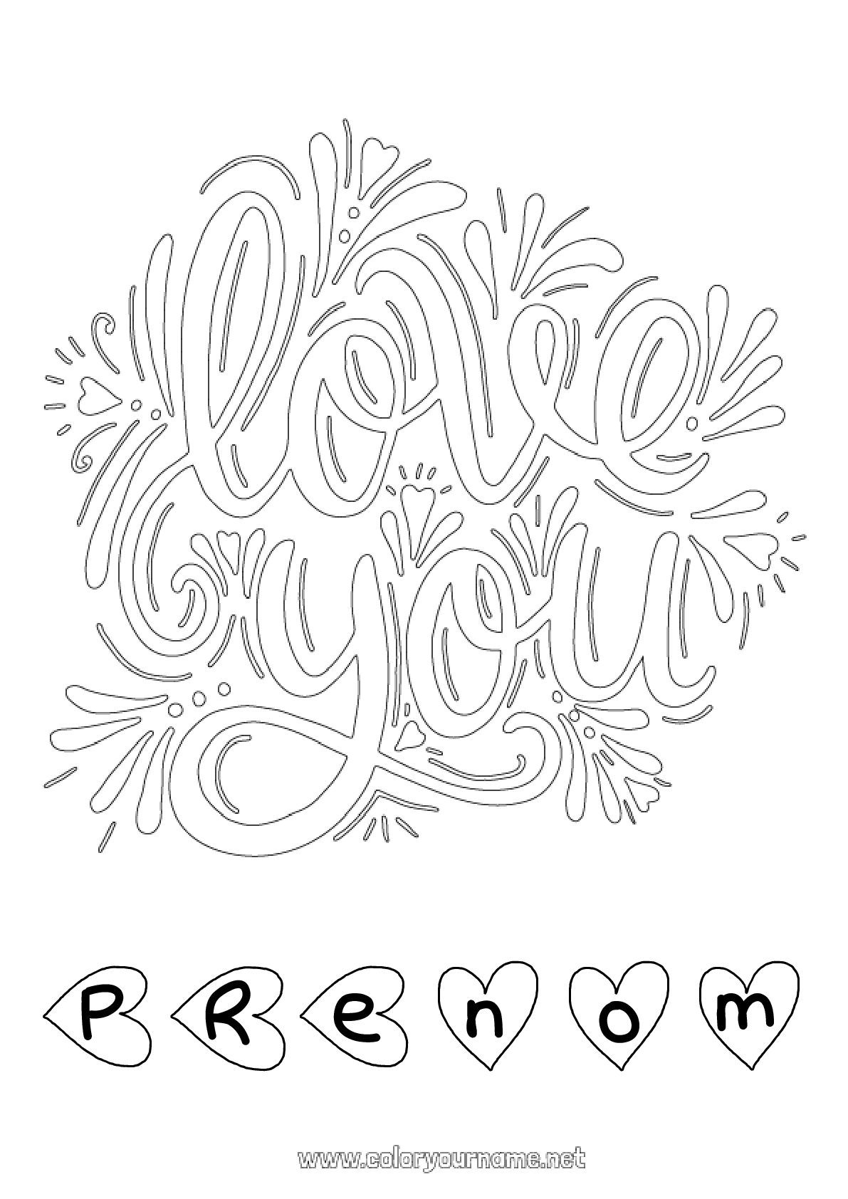 Coloriage n°815 - Je t'aime "Love" message