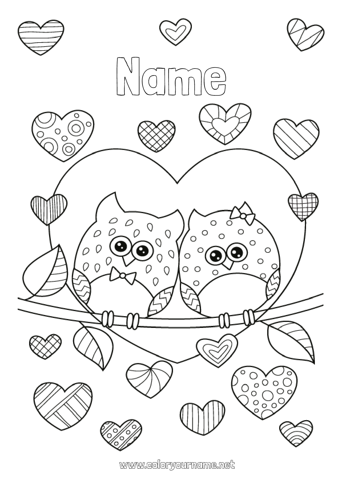 Coloring page No.1047 - Heart I love you Valentine's Day