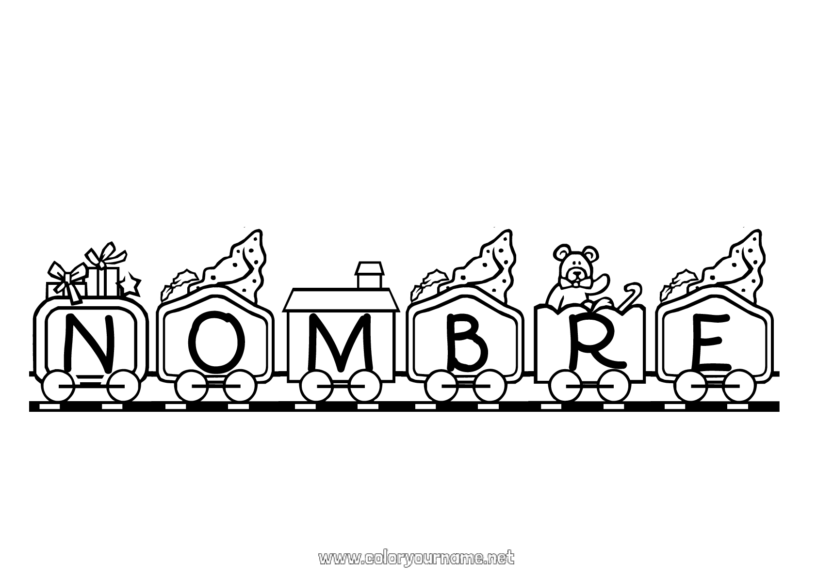 Nº de colorear 823 - Vehículos Tren Nombre decorado