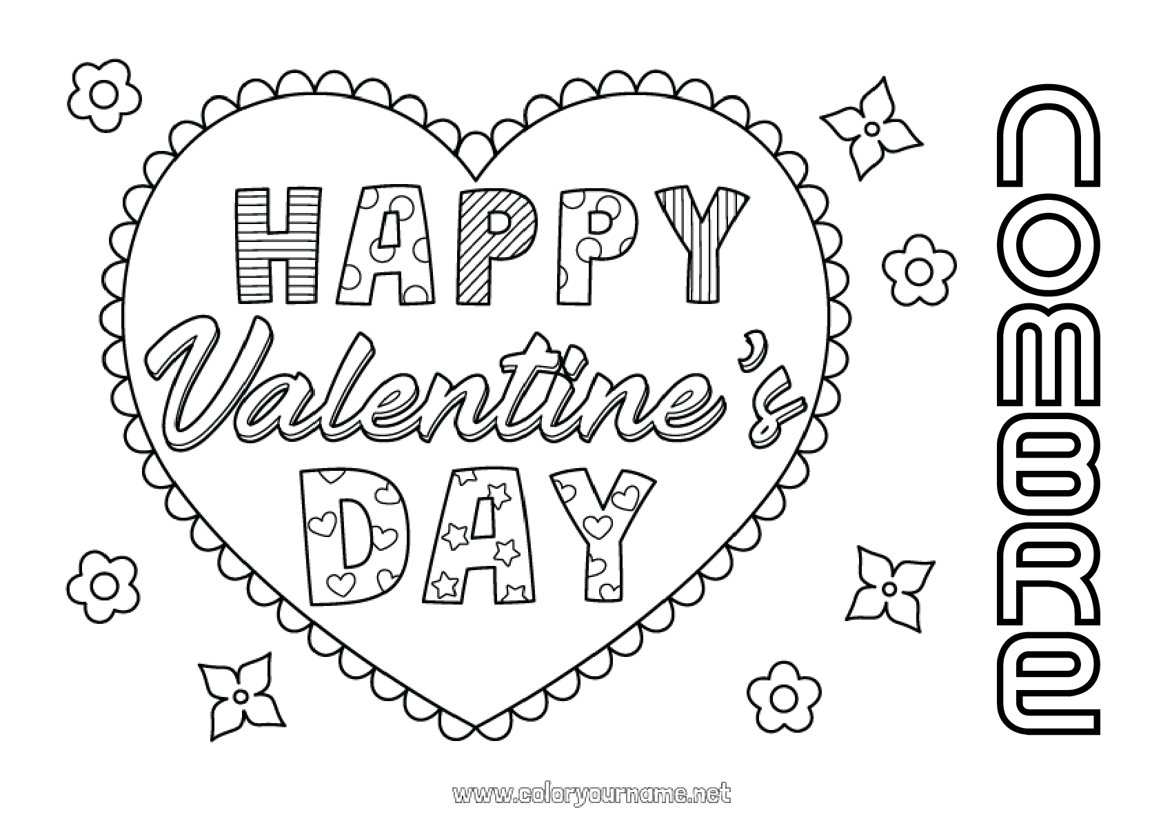 Día de San Valentín : 14 dibujos para colorear personalizables gratis ...