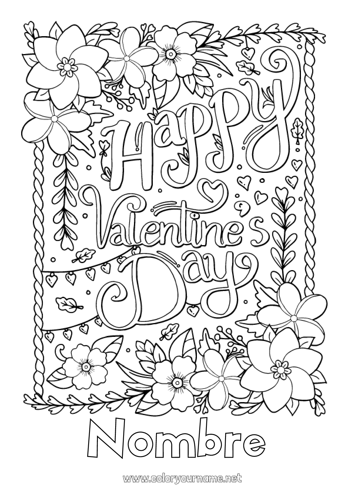 Día de San Valentín : 28 dibujos para colorear personalizables gratis ...