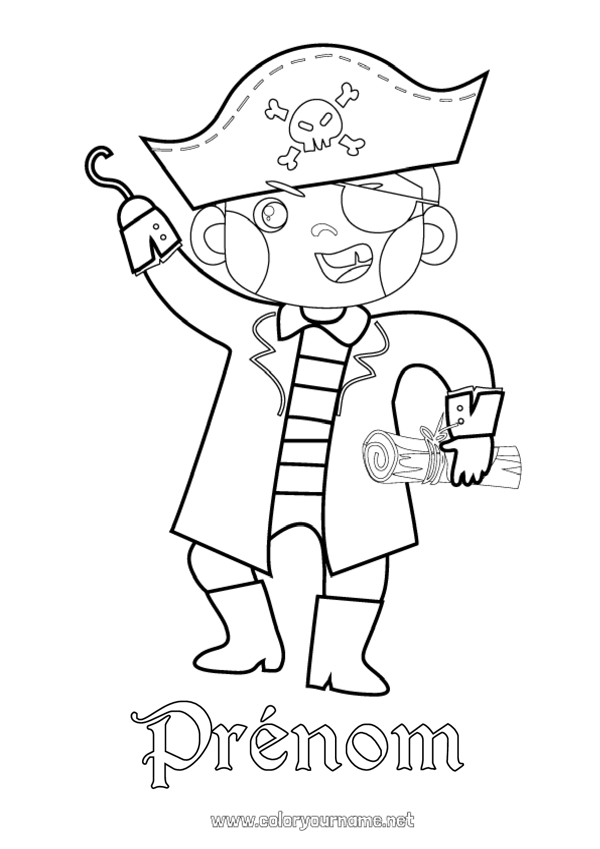 Coloriage n°837 - Déguisement Pirate Mer