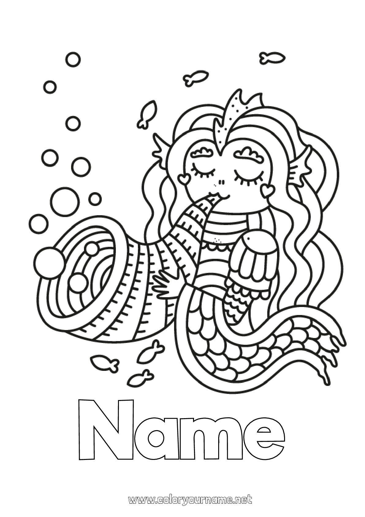 Coloring page No.840 - Sea Mermaid Music