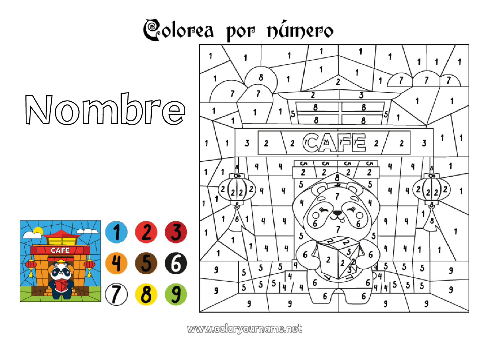 Nº de colorear 863 - Colorear por números Actividades para niños Animales