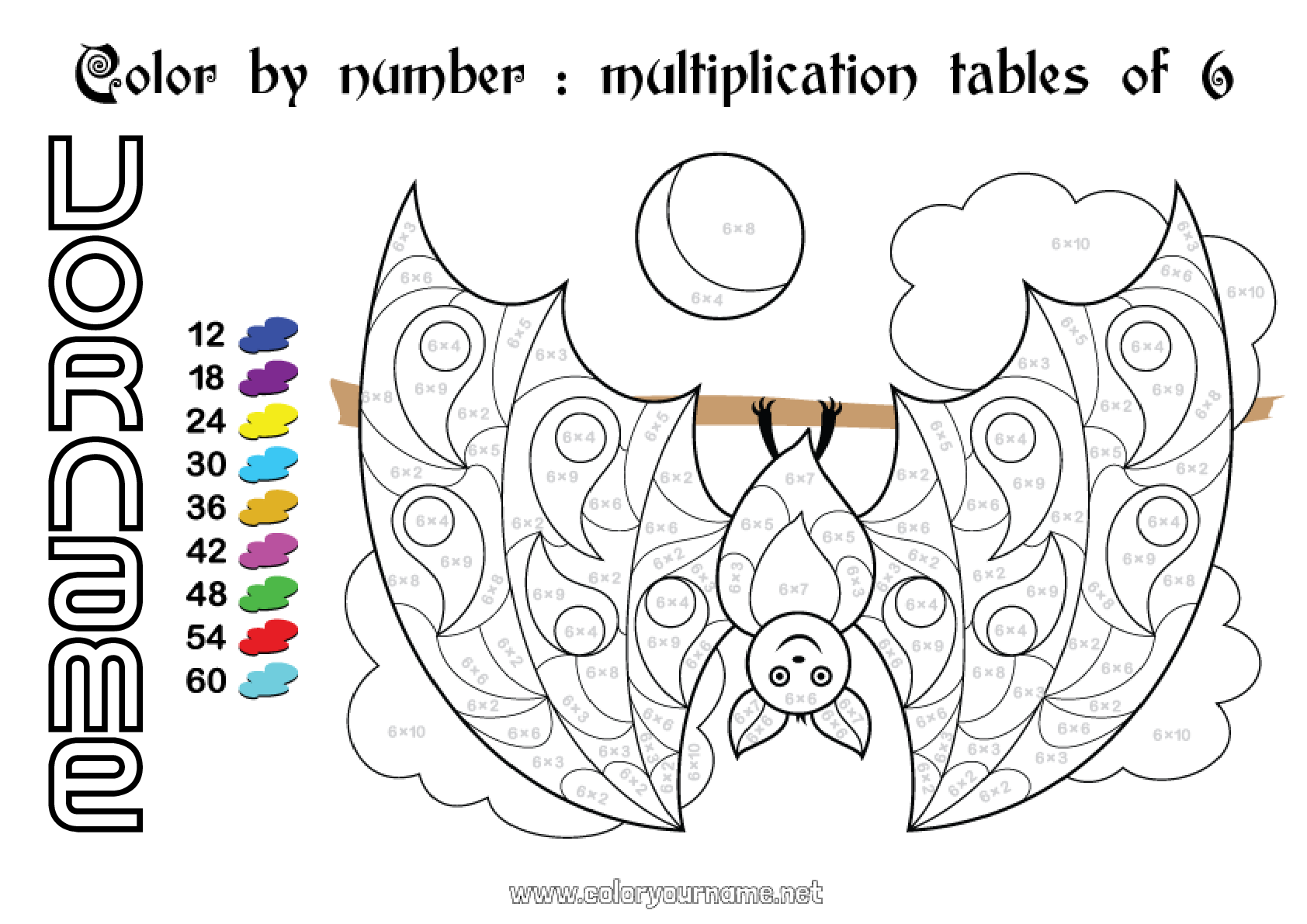 Malvorlage Nr.864 - Fledermaus Malen nach Zahlen Kinderaktivitäten
