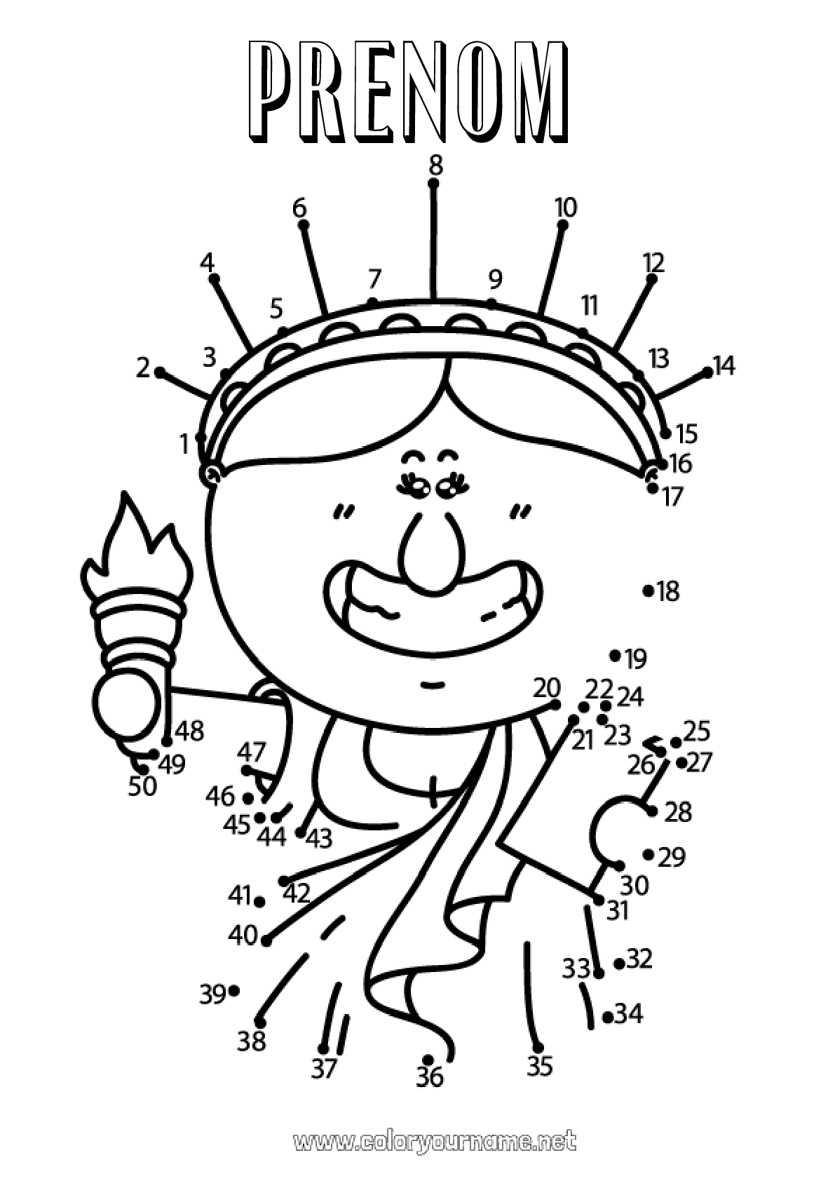 Coloriage n°870 - Activités enfants Points à relier USA