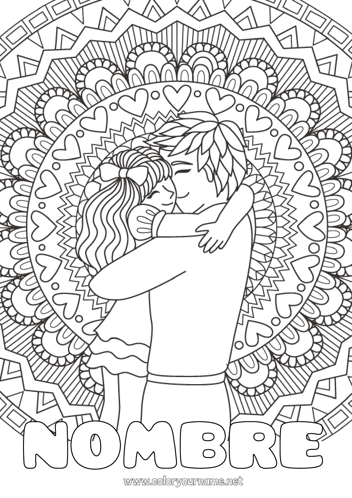 Nº de colorear 993 - Mandala Papá Feliz día de fiesta