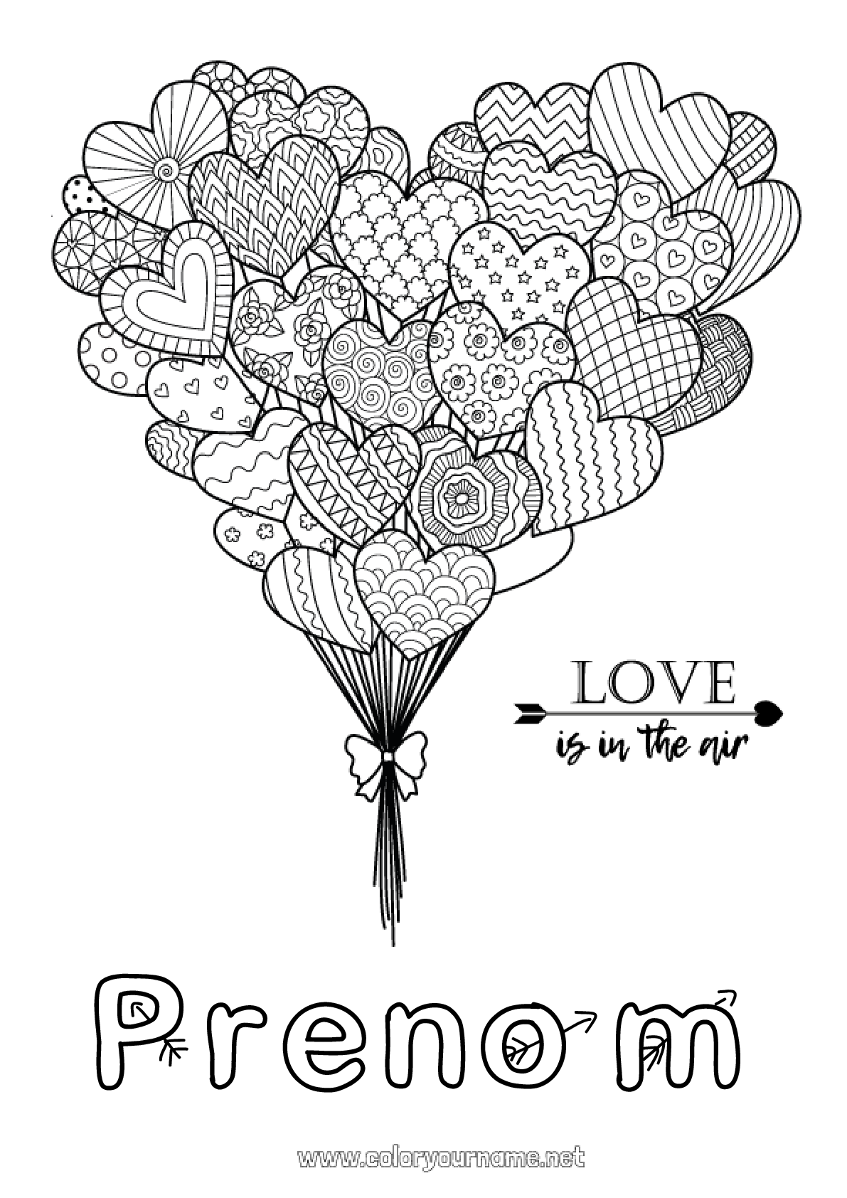 Coloriage N°937 Coeur Mandala Ballons