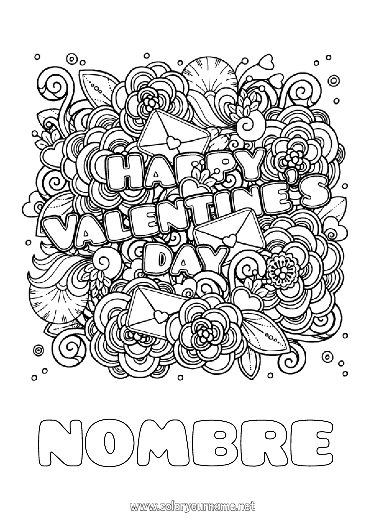 Día de San Valentín : 14 dibujos para colorear personalizables gratis ...