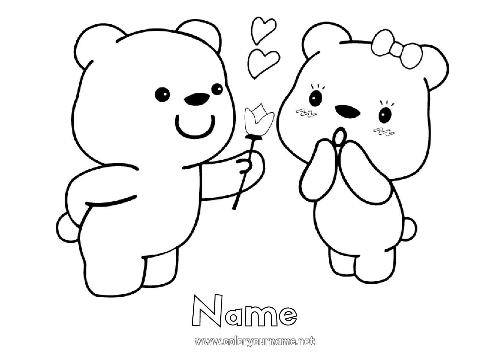 Bears With Flowers Coloring Pages