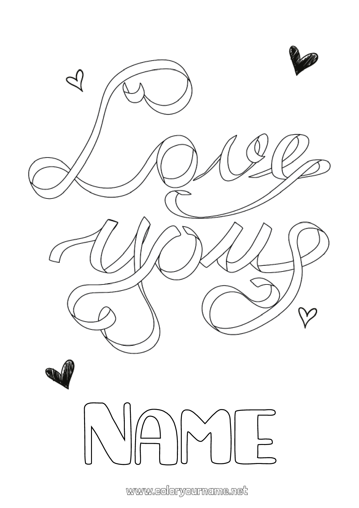 Coloring page No.975 - I love you "Love": message