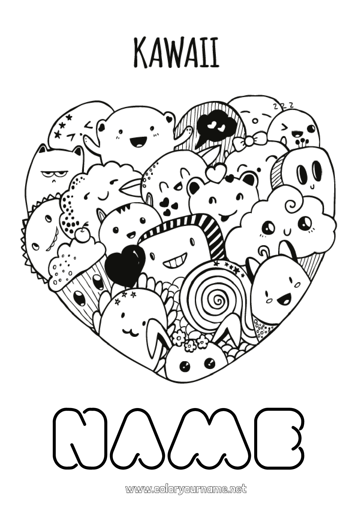 Kawaii : 97 free customizable coloring pages to print - Page 3